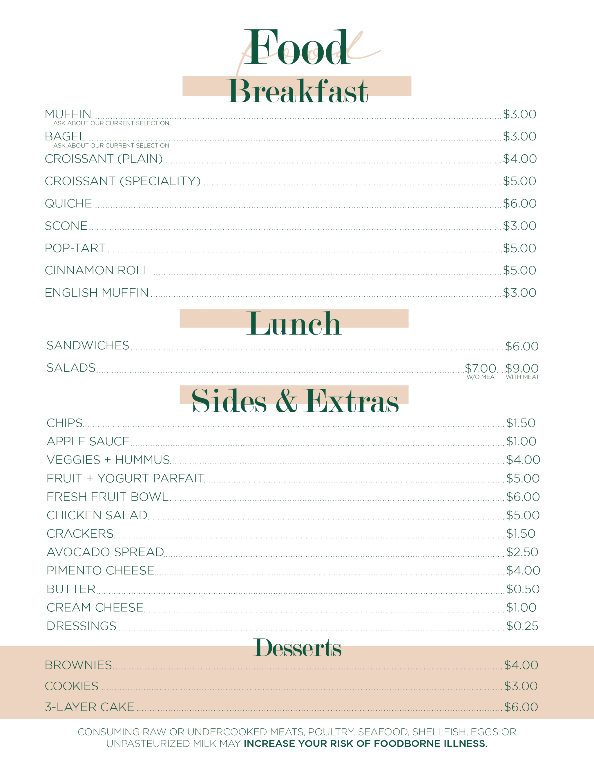 Menu - Stir Coffee Company