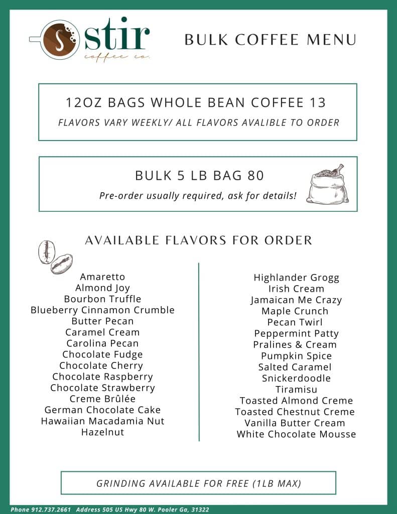 Menu - Stir Coffee Company